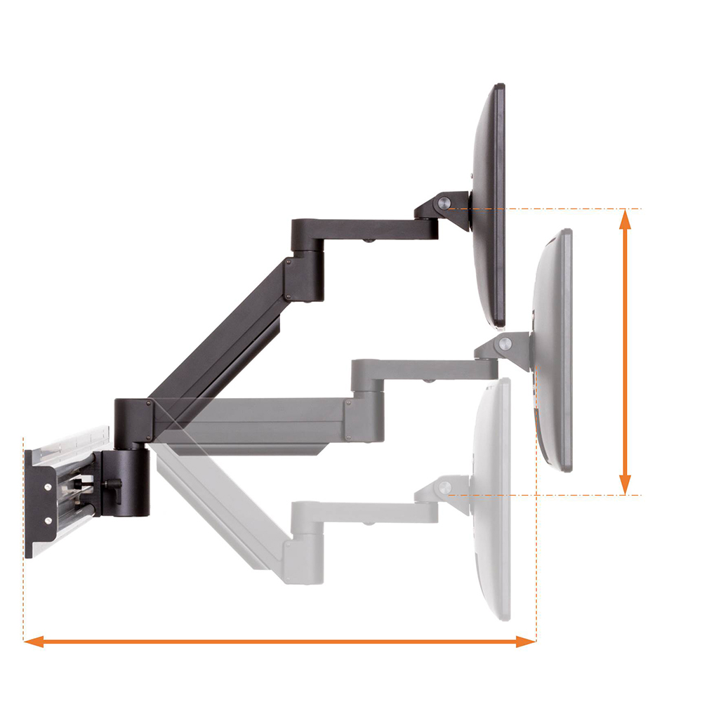 Monitor Arm On Sliding Horizontal Track Mount